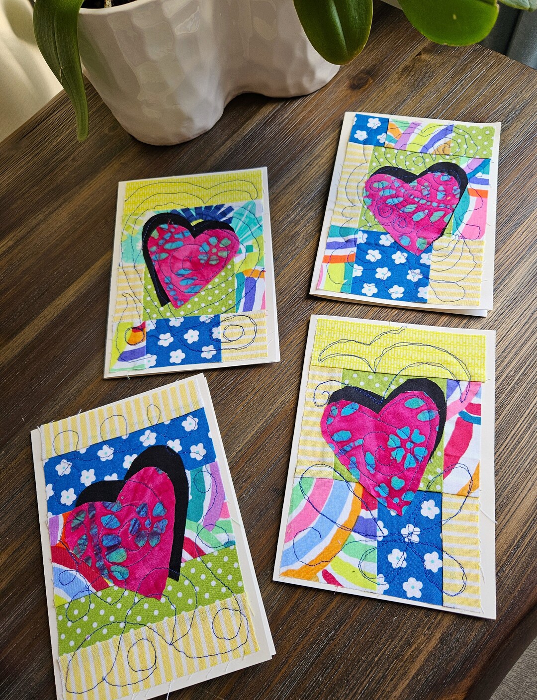 Valentine Card Greeting Card Handcrafted Textiles Handmade - Etsy