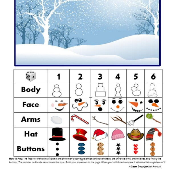 Snowman Game - Etsy
