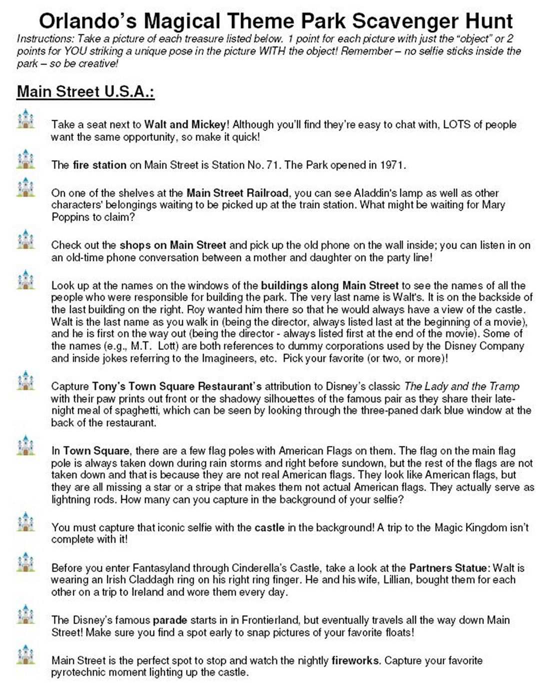 Orlando's Magical Theme Park Scavenger Hunt ,florida Vacation, Trip ...