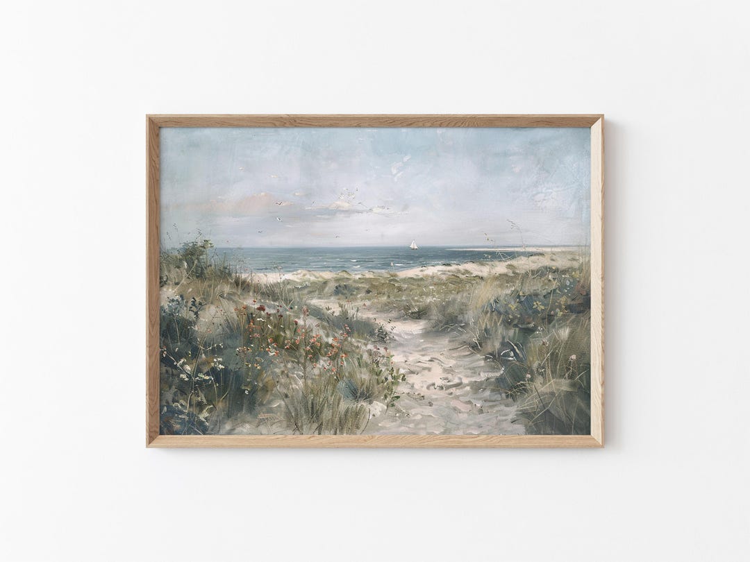 Spring by the Sea Painting, Sunny Spring Seascape Print, Country House ...