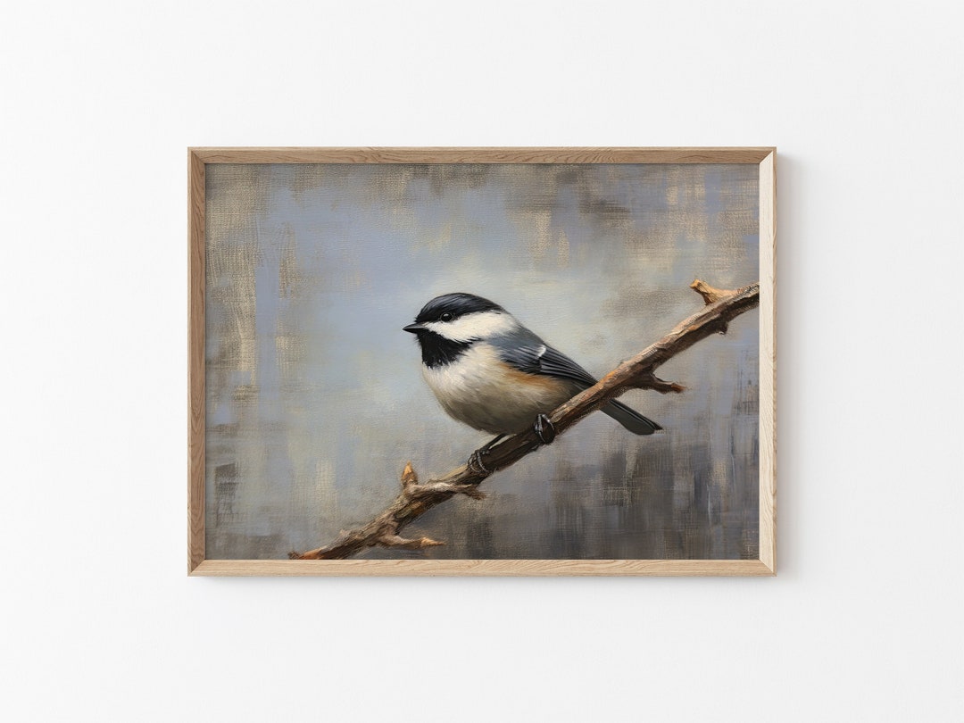 Printable Vintage Chickadee Print, Neutral Chickadee Vintage Print ...