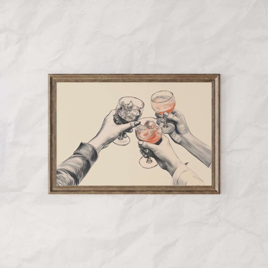 Printable Cheers Print Cheers Sketch Bar Art at Home Bar - Etsy