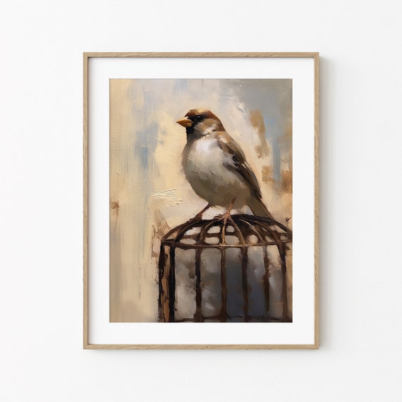 Vintage Sparrow Art House Sparrow Antique Style Print " Art Print For