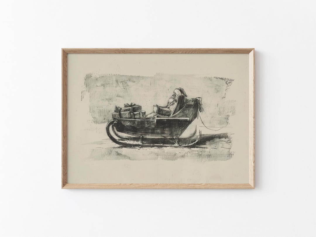 Santa Claus Abstract Sketch Digital Print | Vintage Minimalist Santa ...