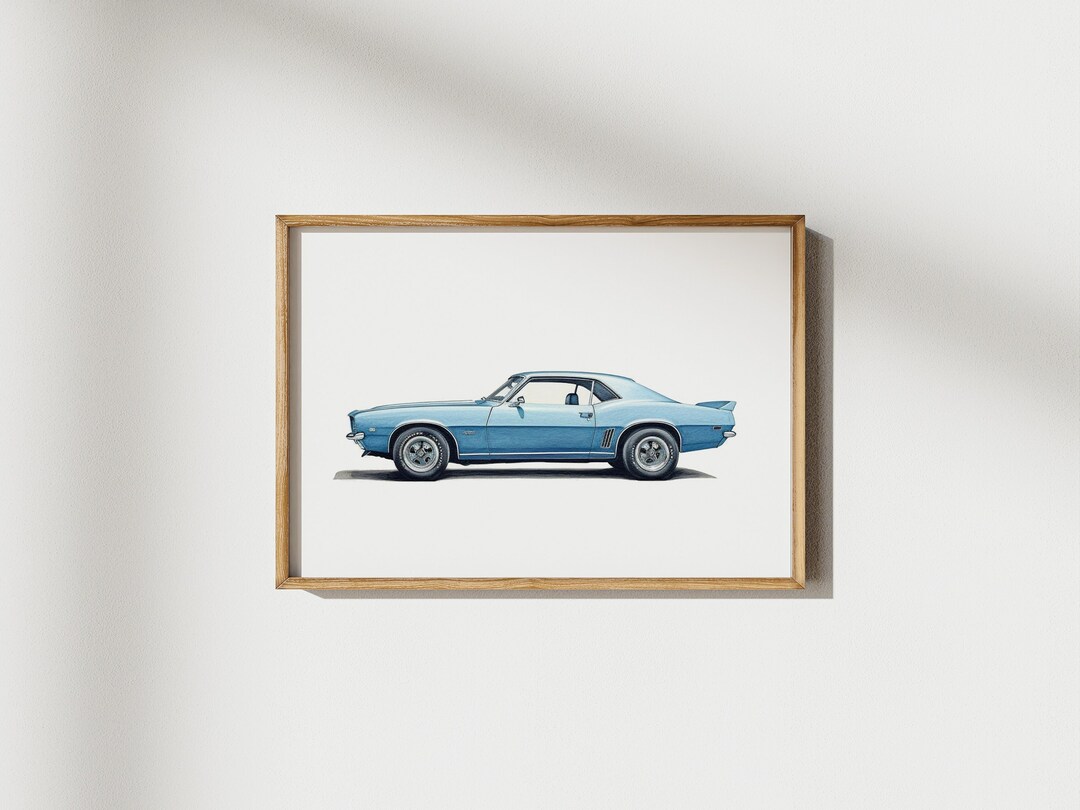 Chevrolet Camaro Sport Car Print, Vintage Car Wall Art, Nursery Room ...