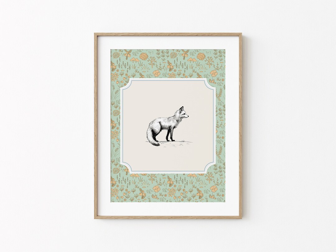 Minimal Fox Sketch Printable Wall Decor, Simple Woodland Animal ...
