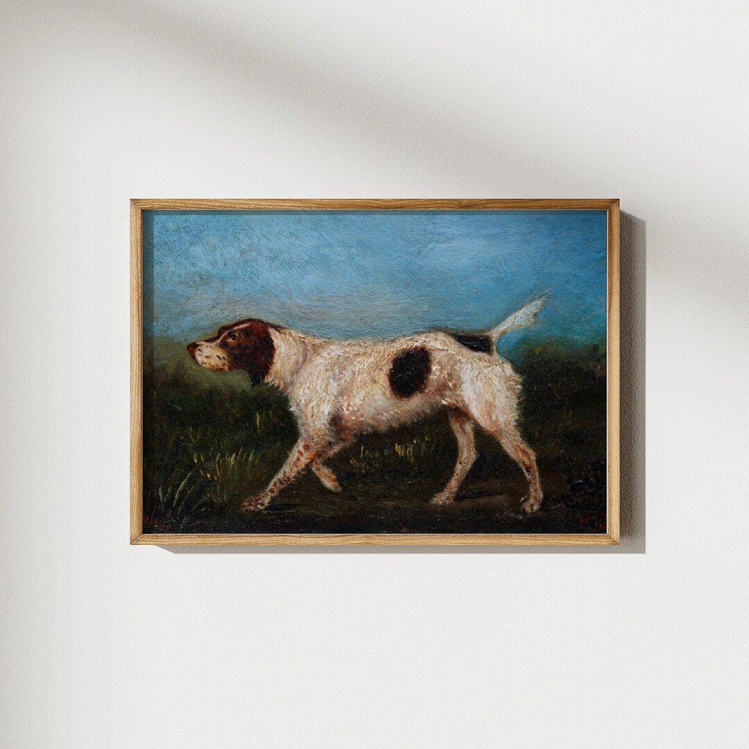 Printable Vintage Beagle Dog Painting, Lake House Wall Decor, Haunting ...