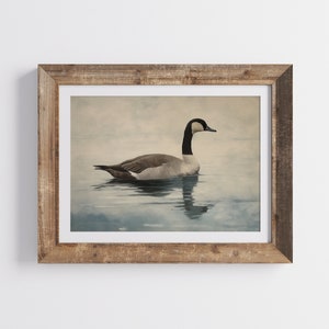 Printable Vintage Canada Goose Painting, Lake House Wall Decor, Vintage ...