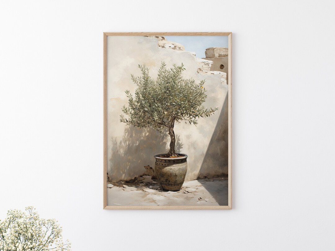 Printable Olive Tree Painting, Vintage Olive Plant Painting, Greece ...
