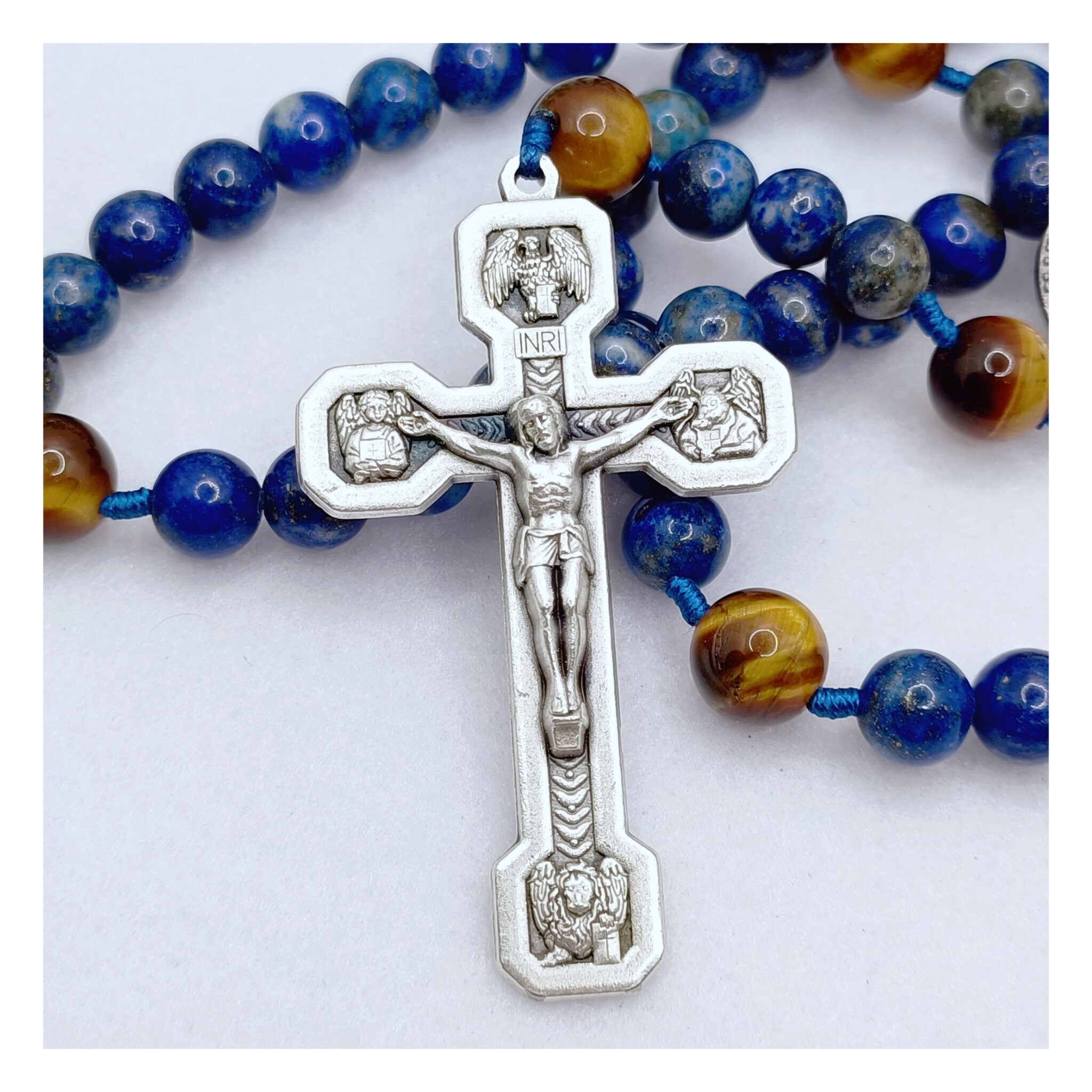 Shroud of Turin Holy Face of Jesus Rosary With Blue Lapis Lazuli ...