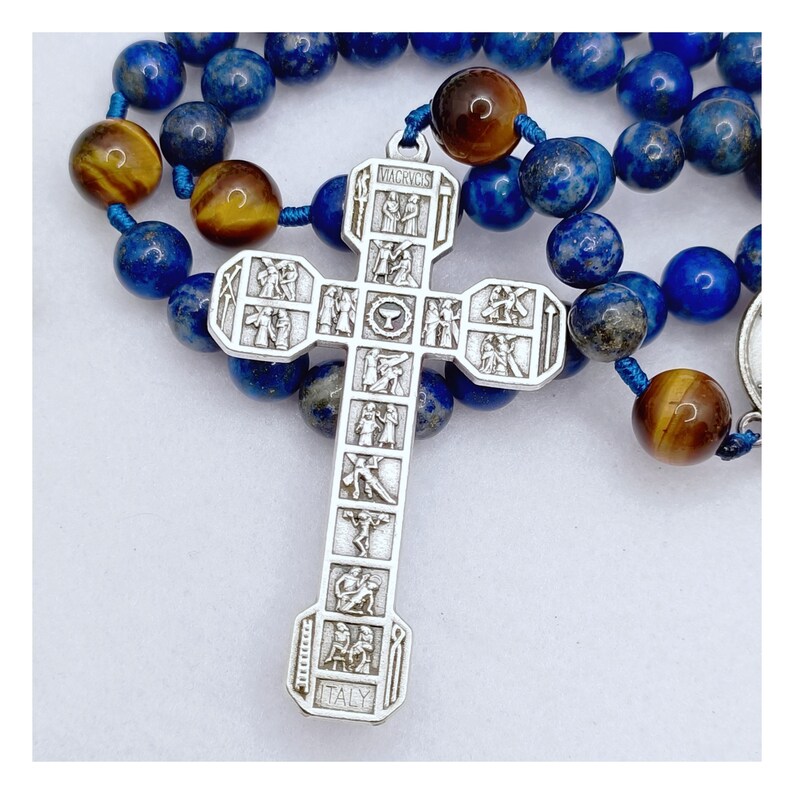 Shroud of Turin Holy Face of Jesus Rosary With Blue Lapis Lazuli ...