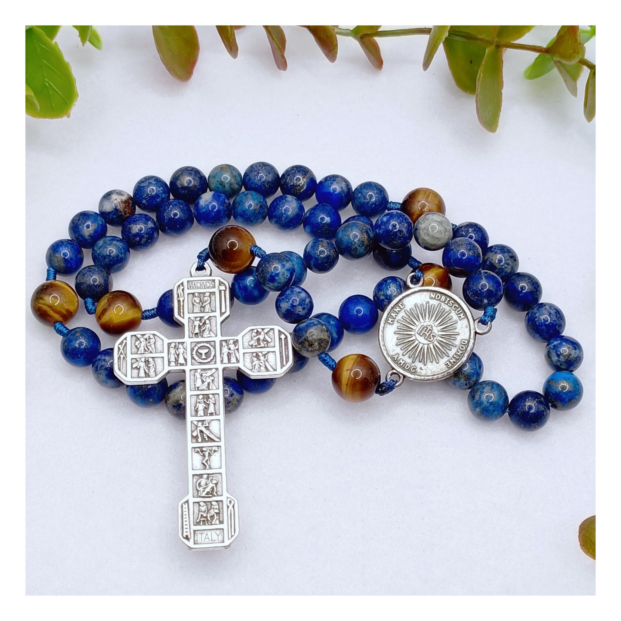 Shroud of Turin Holy Face of Jesus Rosary With Blue Lapis Lazuli ...