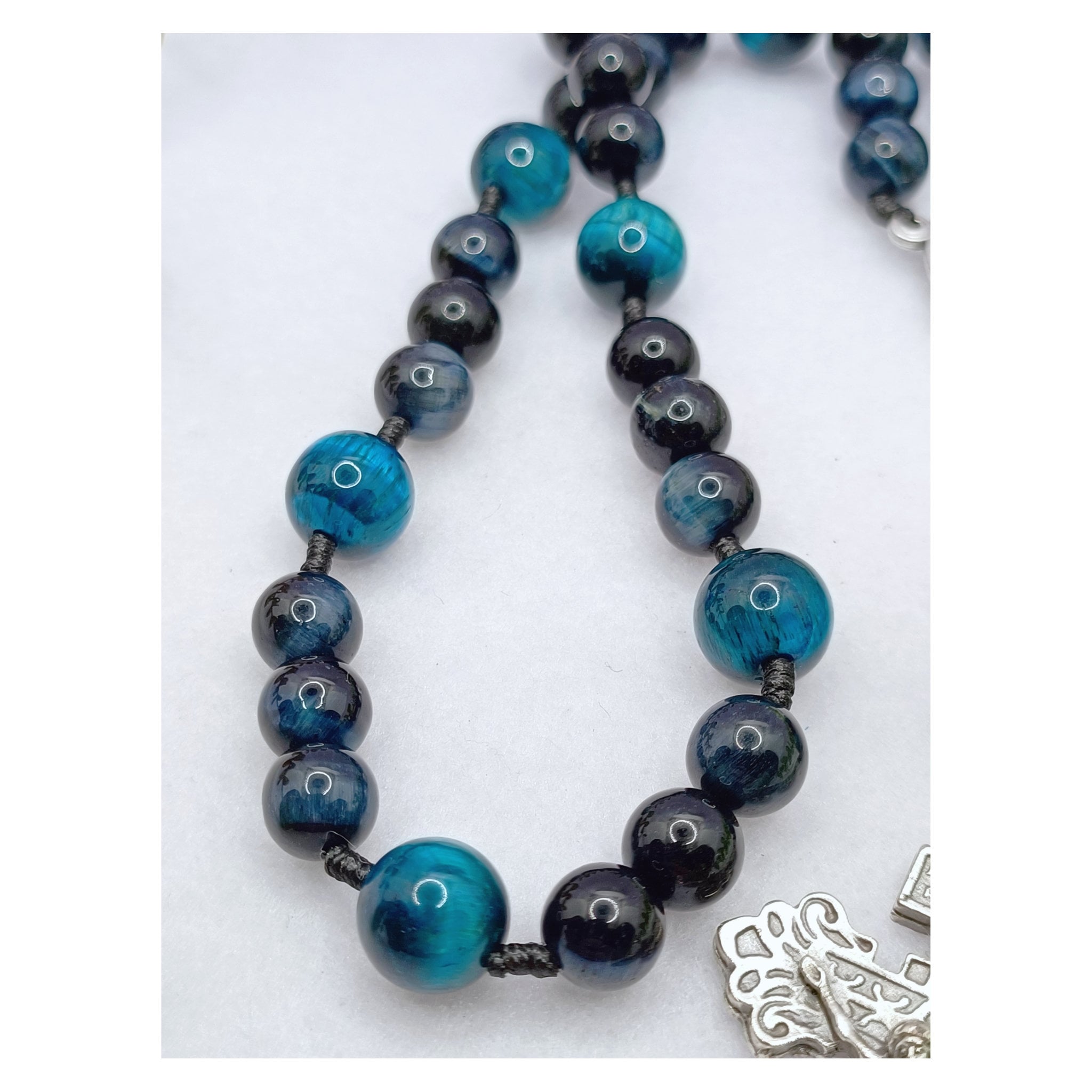 Chaplet of Saint Michael Rosary, Archangel Rosary, Deep Blue Tiger Eye, Blue Tiger Eye, Pardon ...