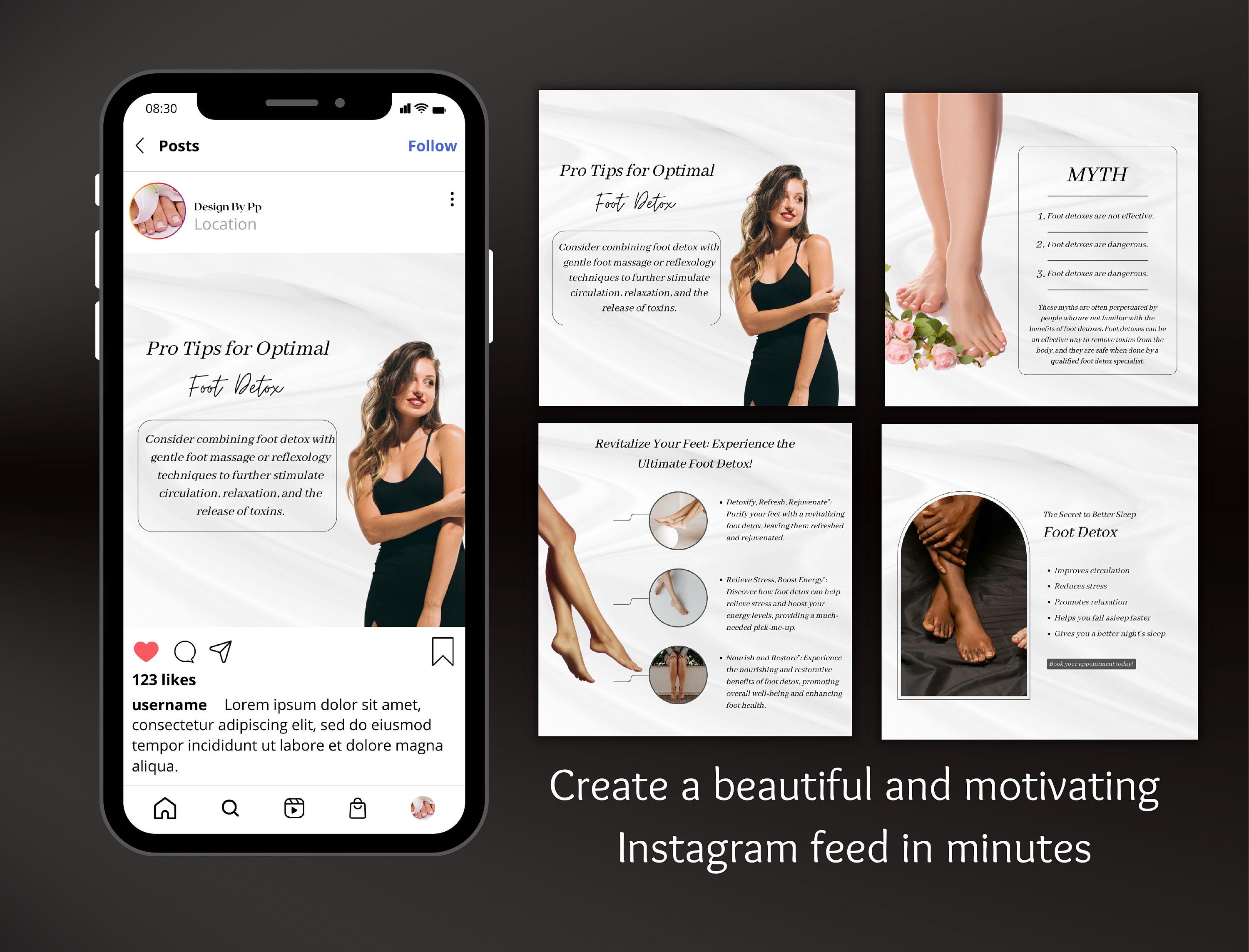 Foot Detox Instagram Templates Marketing Bundle Canva Editable - Etsy