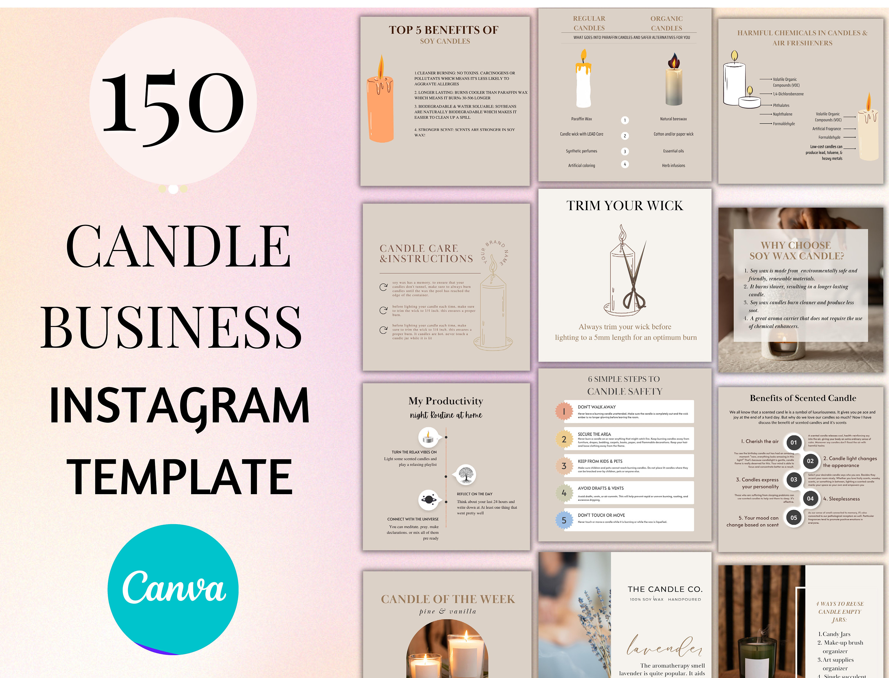 NEW LAUNCH! 150 Candle Business Canva Template | Candle Quotes | Canva ...