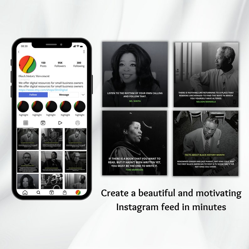 Black History Month Quotes for Instagram (canva Editable Digital ...