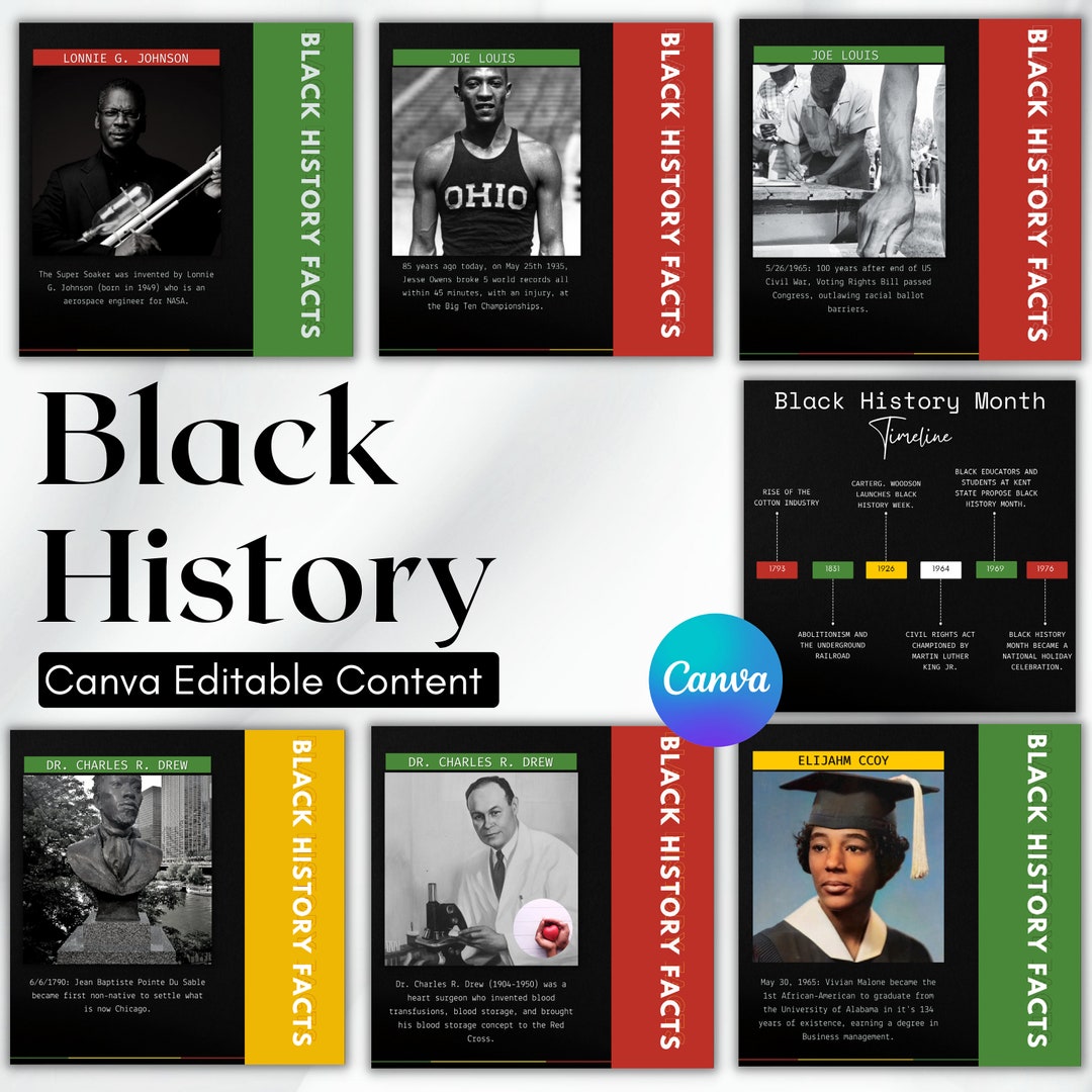 30 Black History Month Template, Black History Fact, Canva Editable ...