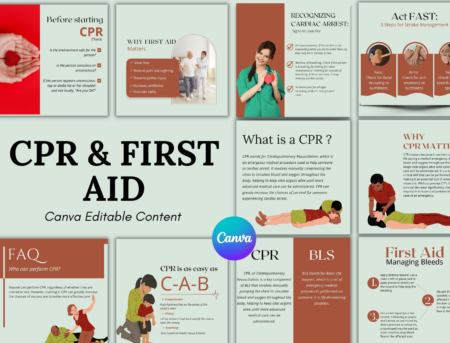 CPR and First Aid Instagram Canva Template - Etsy