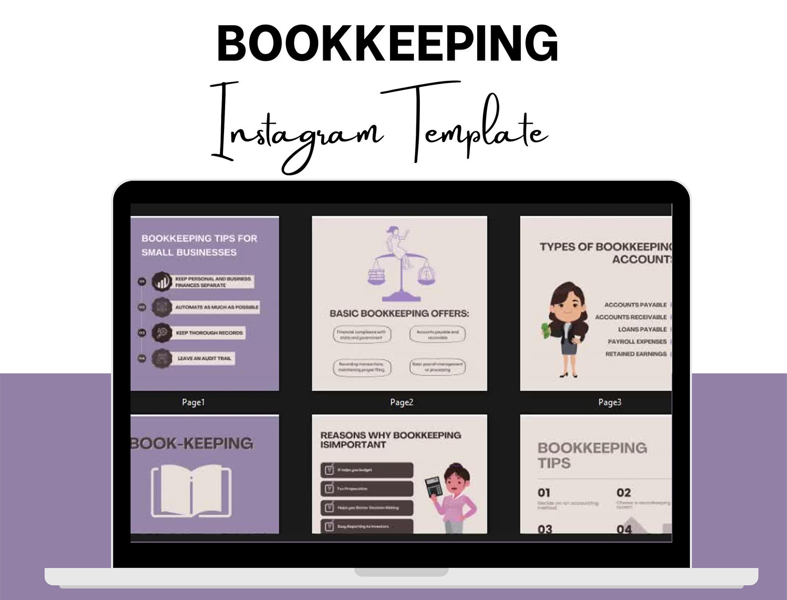 30 Bookkeeping Instagram Post Templates Bookkeeper Business - Etsy