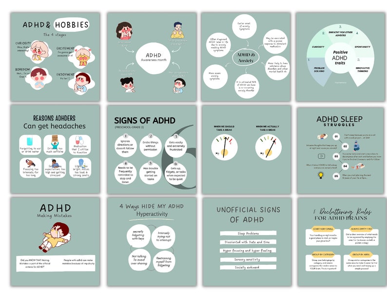 ADHD Canva Template for Instagram, Adhd Teens-child Therapy Posters ...