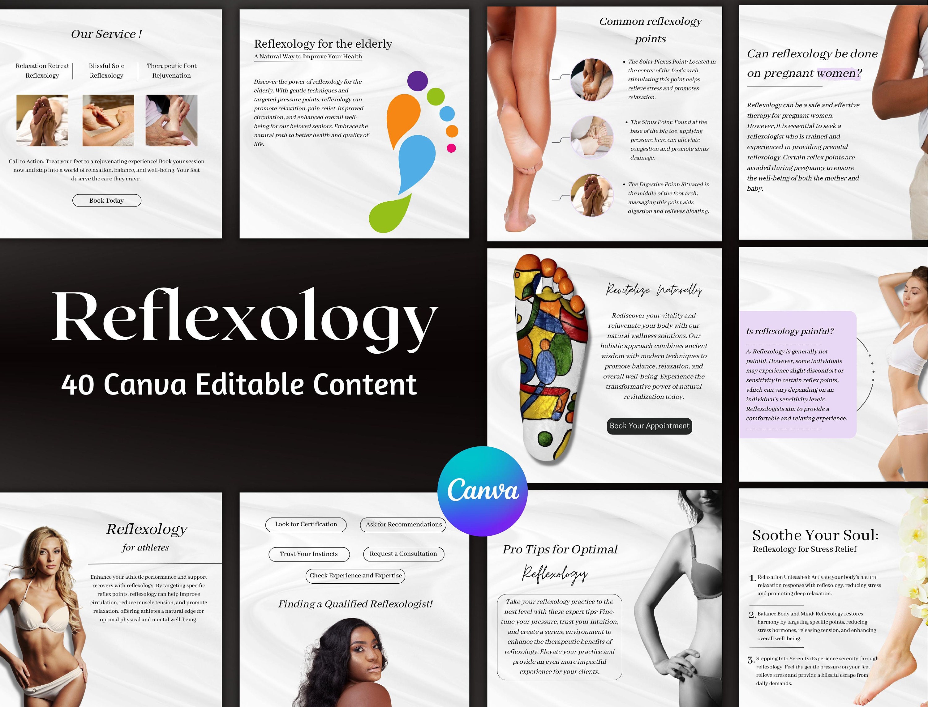 40 Reflexology Instagram Templates Marketing Bundle Canva - Etsy