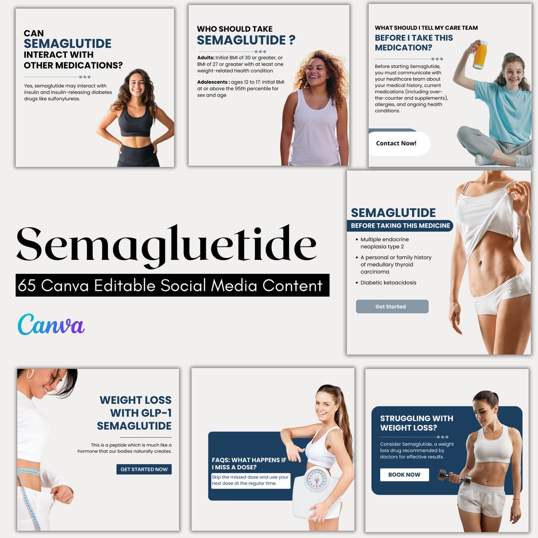 Semaglutide Weight Loss Canva Template | Ready-to-use Posts - FAQ ...