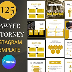 NEW LAUNCH 125 Lawyer Instagram Posts Attorney CANVA Templates Law Firm ...