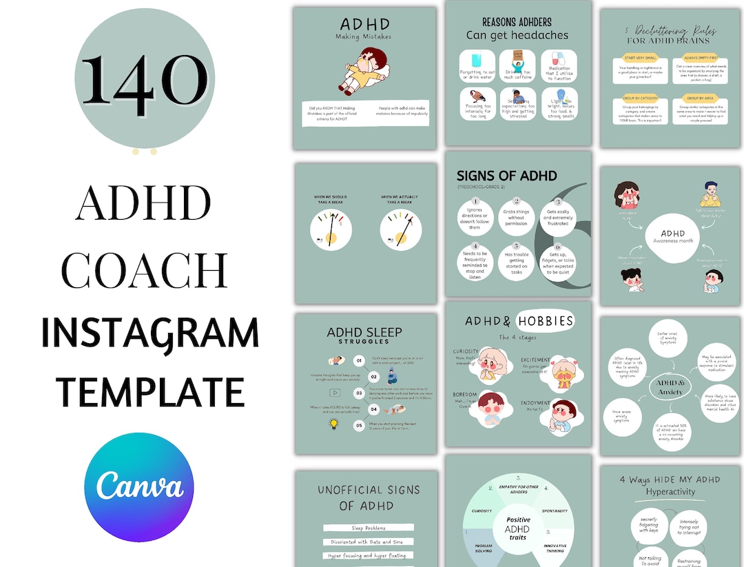 ADHD Canva Template for Instagram, Adhd Teens-child Therapy Posters ...
