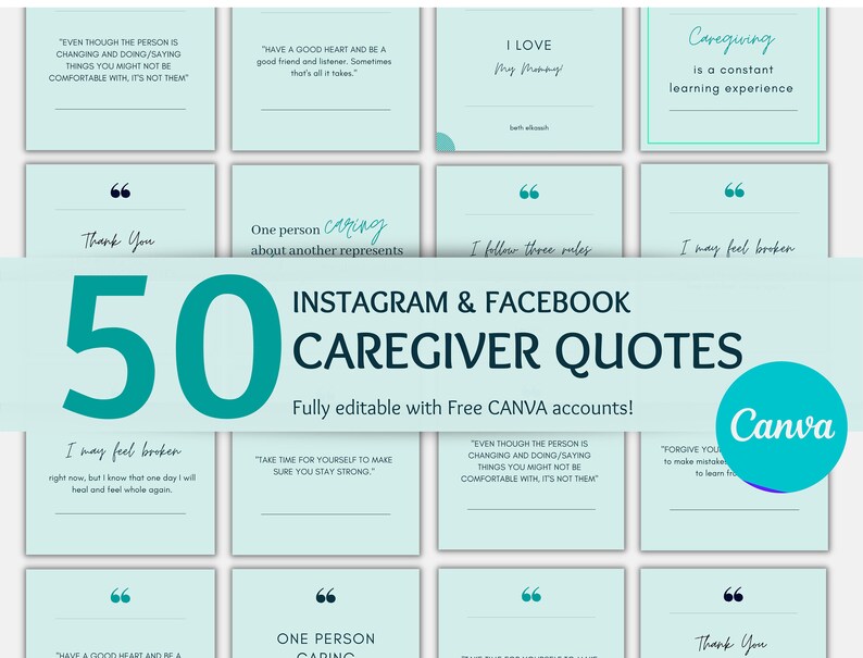 Caregiver Instagram Quotes Template | Nurse Instagram Template | Senior ...