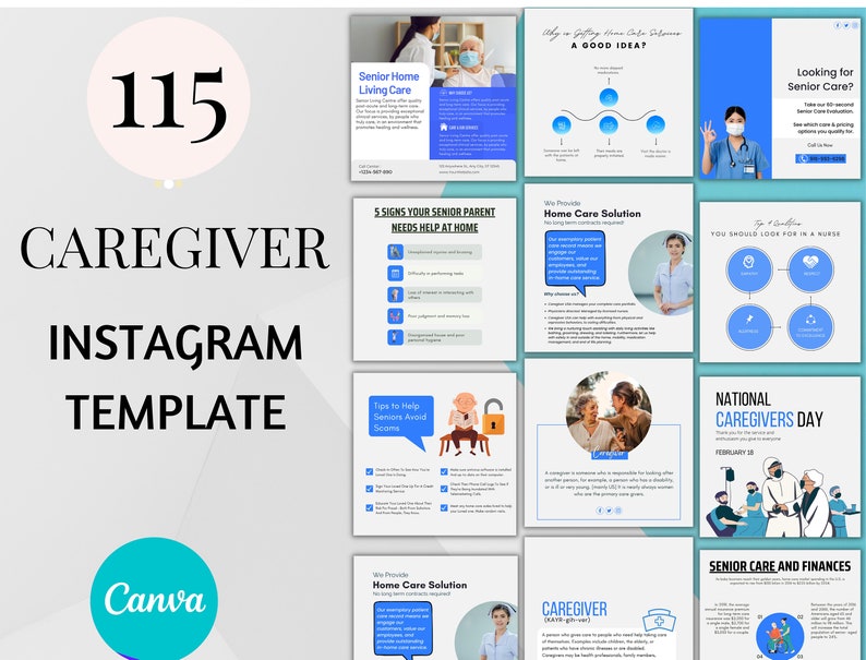 Caregiver Agency Instagram Templates, Senior Care Flyer (canva Editable ...