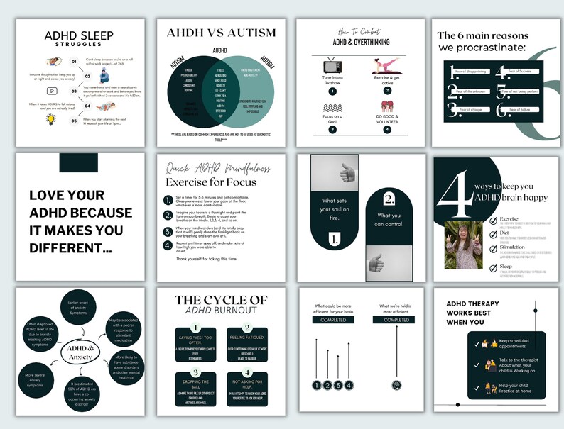 ADHD Canva Template for Instagram, Adhd Teens-child Therapy Posters ...