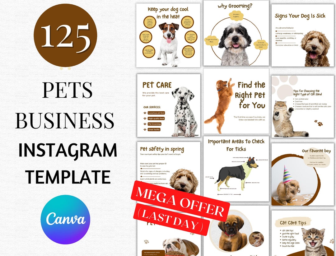 125 Pets Template Bundle, Pets Business Template Kit, Canva Template ...