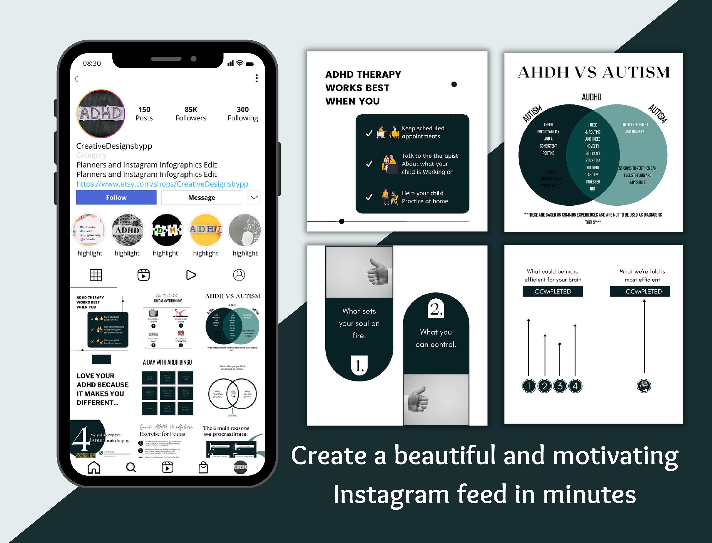 ADHD Instagram Post Template, Teens & Children, Canva Editable (digital ...