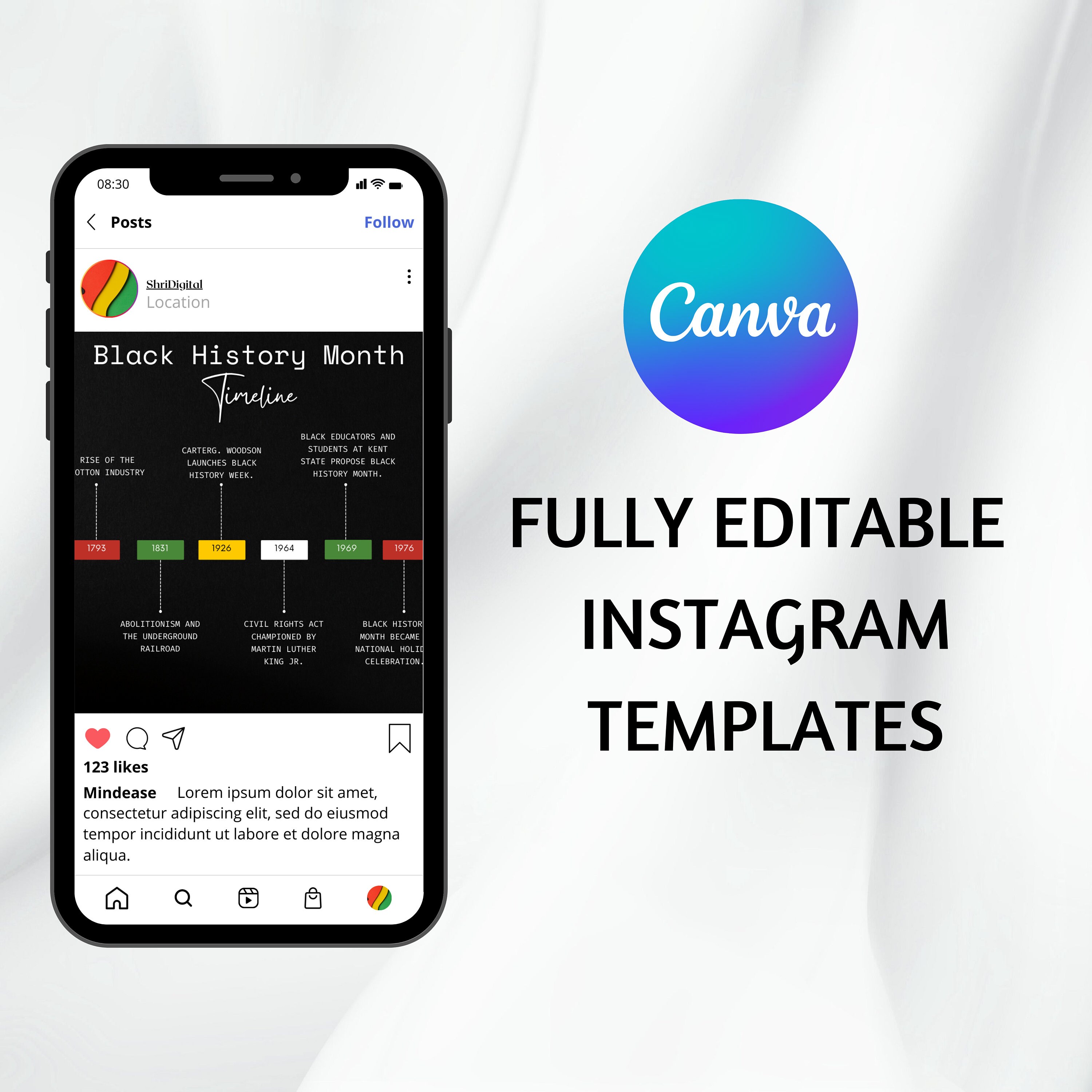 30 Black History Month Template, Black History Fact, Canva Editable ...