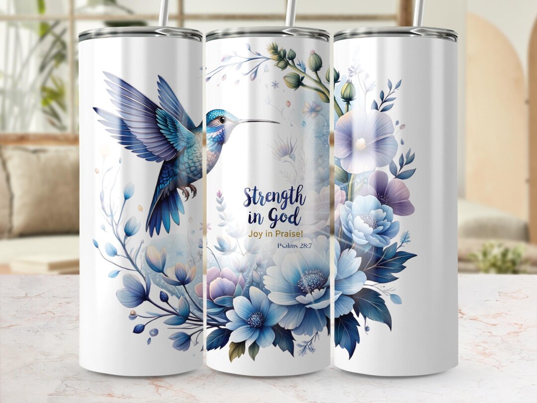 Hummingbird Tumbler Wrap: Christian Bible Verse Floral Design (PNG ...