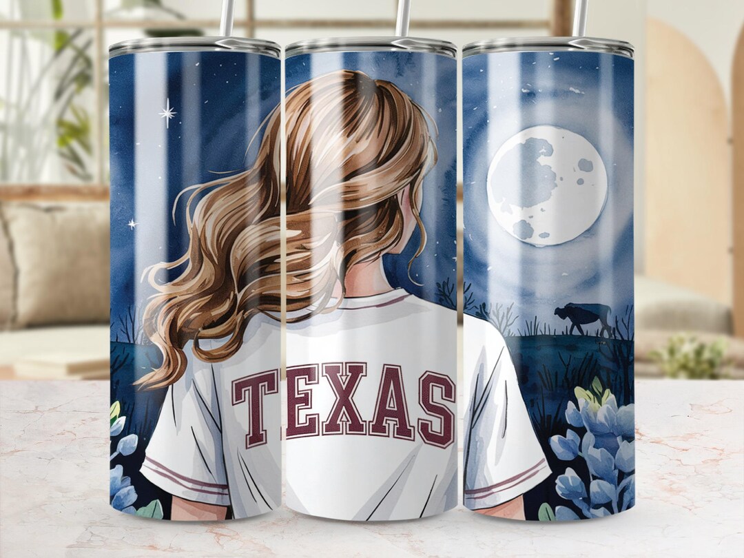 Texas Girl Sublimation Art, Texas Longhorns, Moonlit Night Sky Digital ...