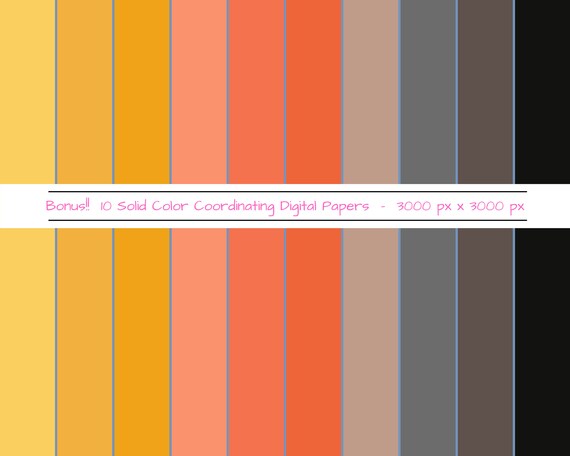 Scrapbooking Orange Black and Gold Gorgeous Papers Saturated Digital ...