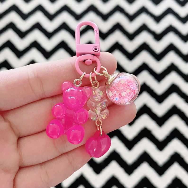 Cute Gummy Bear Keyring Pink Purple Yellow Bear Keychain - Etsy