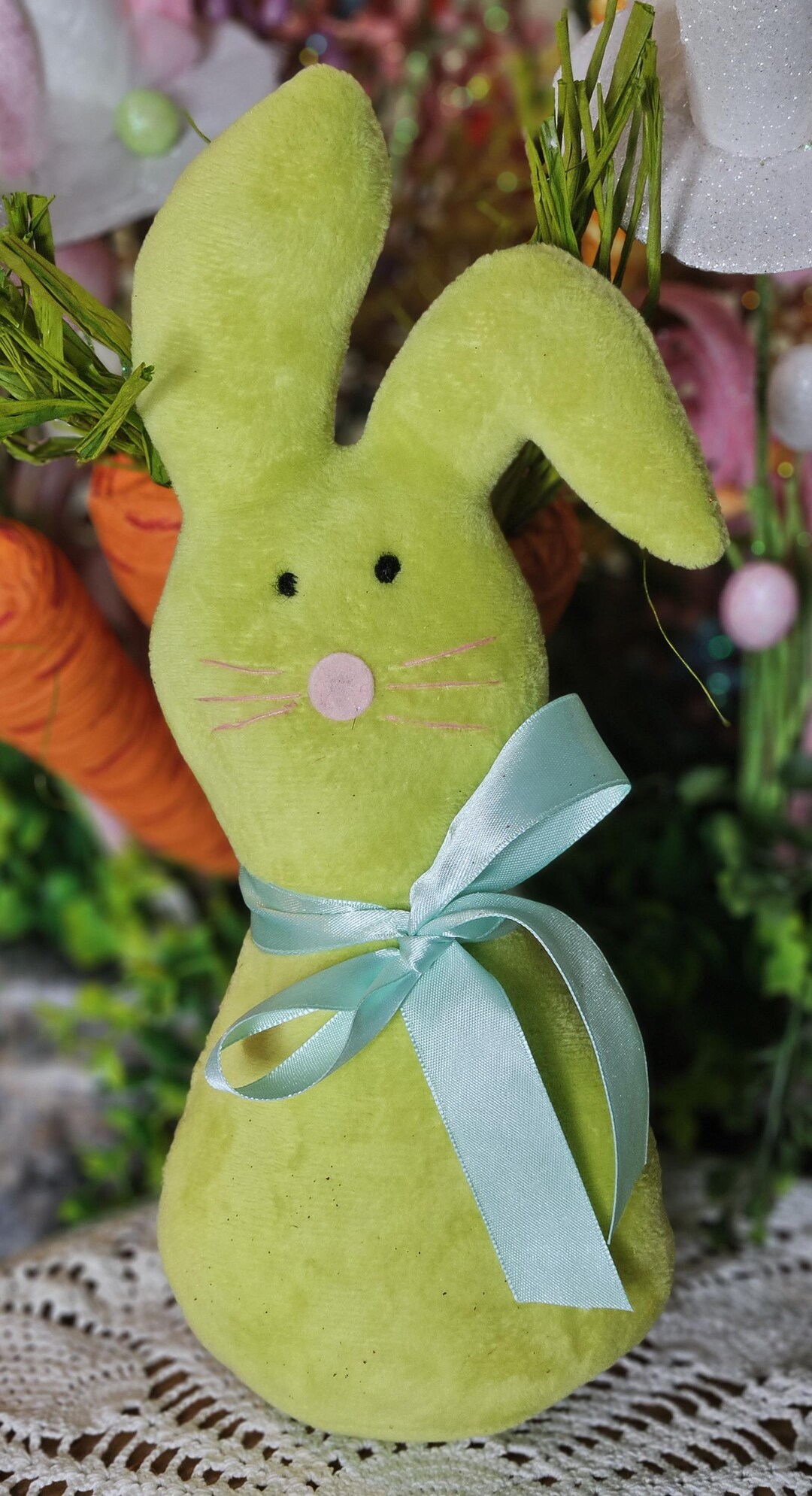 Easter Plush Green Bunny, Wreath Supply - Etsy