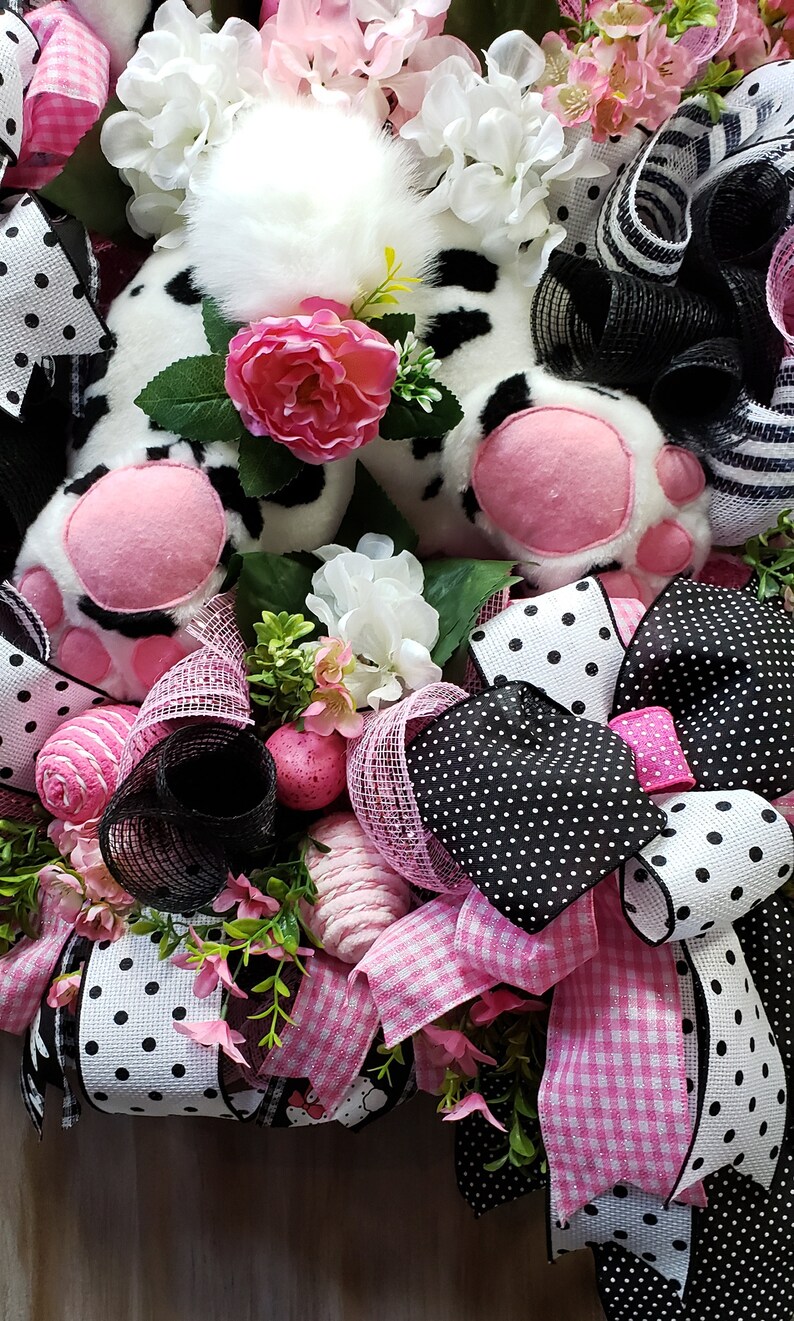 Easter White Spotted Bunny Butt Wreath - Etsy