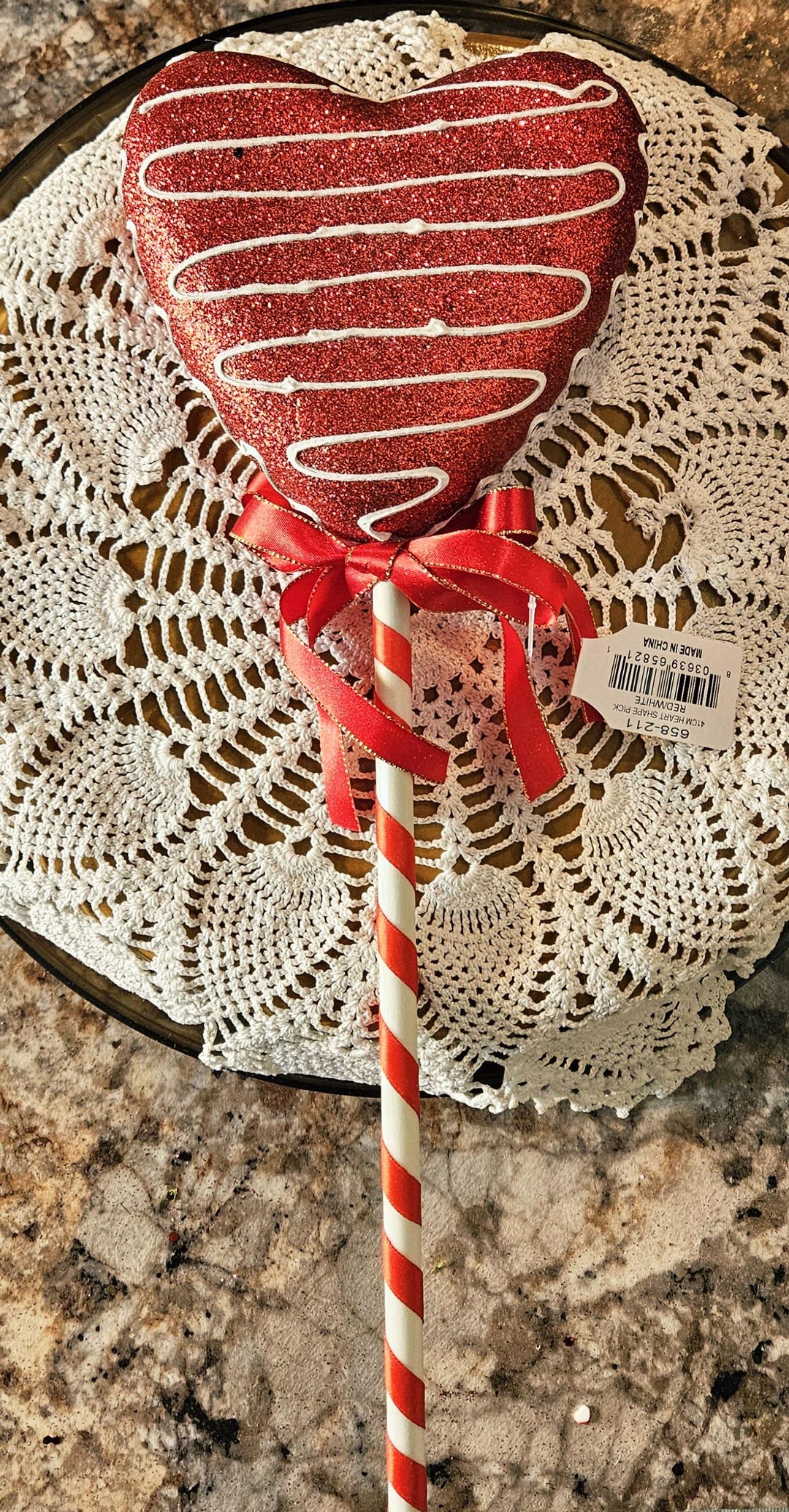 Valentines Day 16 Inch Glittered Red Heart Pick With Bow - Etsy