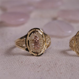 10k Gold Virgin Mary Ring / Dainty Guadalupe Rings / Women Jewelry - Etsy