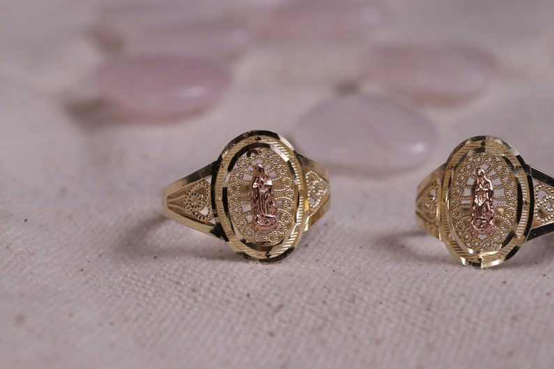 10k Gold Virgin Mary Ring / Dainty Guadalupe Rings / Women Jewelry - Etsy