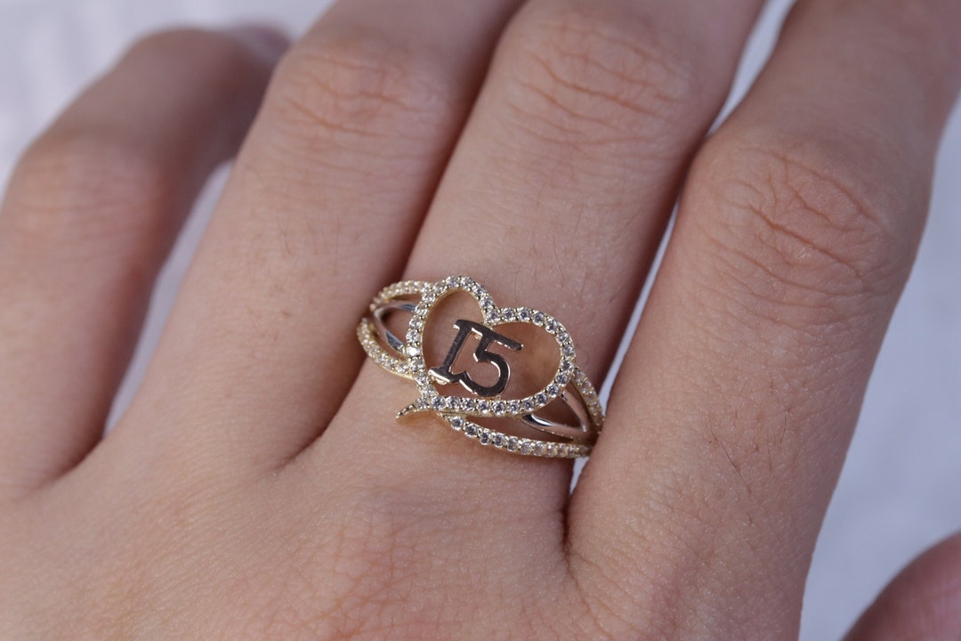 14k Quinceanera Ring / Quince Anos Ring / 15 Years Birthday Rings ...