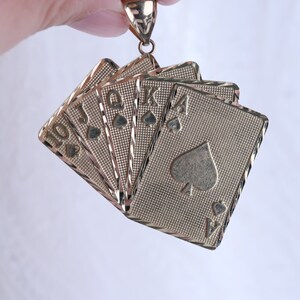 10k Yellow Solid Gold Deck of Card Pendant Charm / Unisex Gold Charm ...