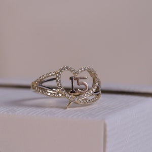 14k Quinceanera Ring / Quince Anos Ring / 15 Years Birthday Rings ...