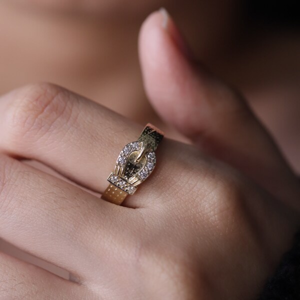 Gold Buckle Ring - Etsy