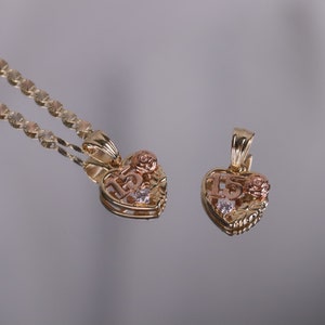 14k Minimalist 15 Anos Quinceanera Pendant / Cubic Zirconia Heart ...