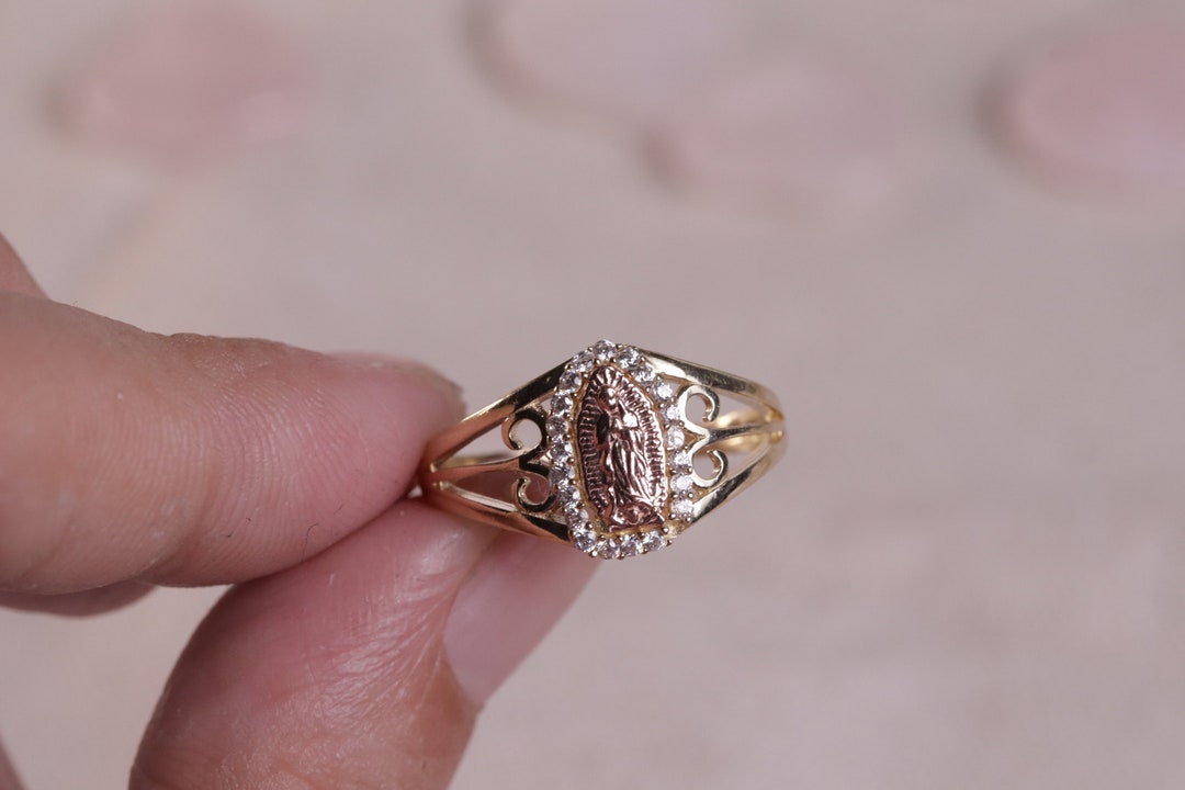 14k Gold Virgin Mary Ring / Vintage Virgin Mary Ring / Gift for Her - Etsy