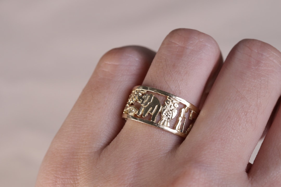 10k Gold Good Luck Ring, Lucky Ring, Lucky Symbol, Elephant, Evil Eyes ...